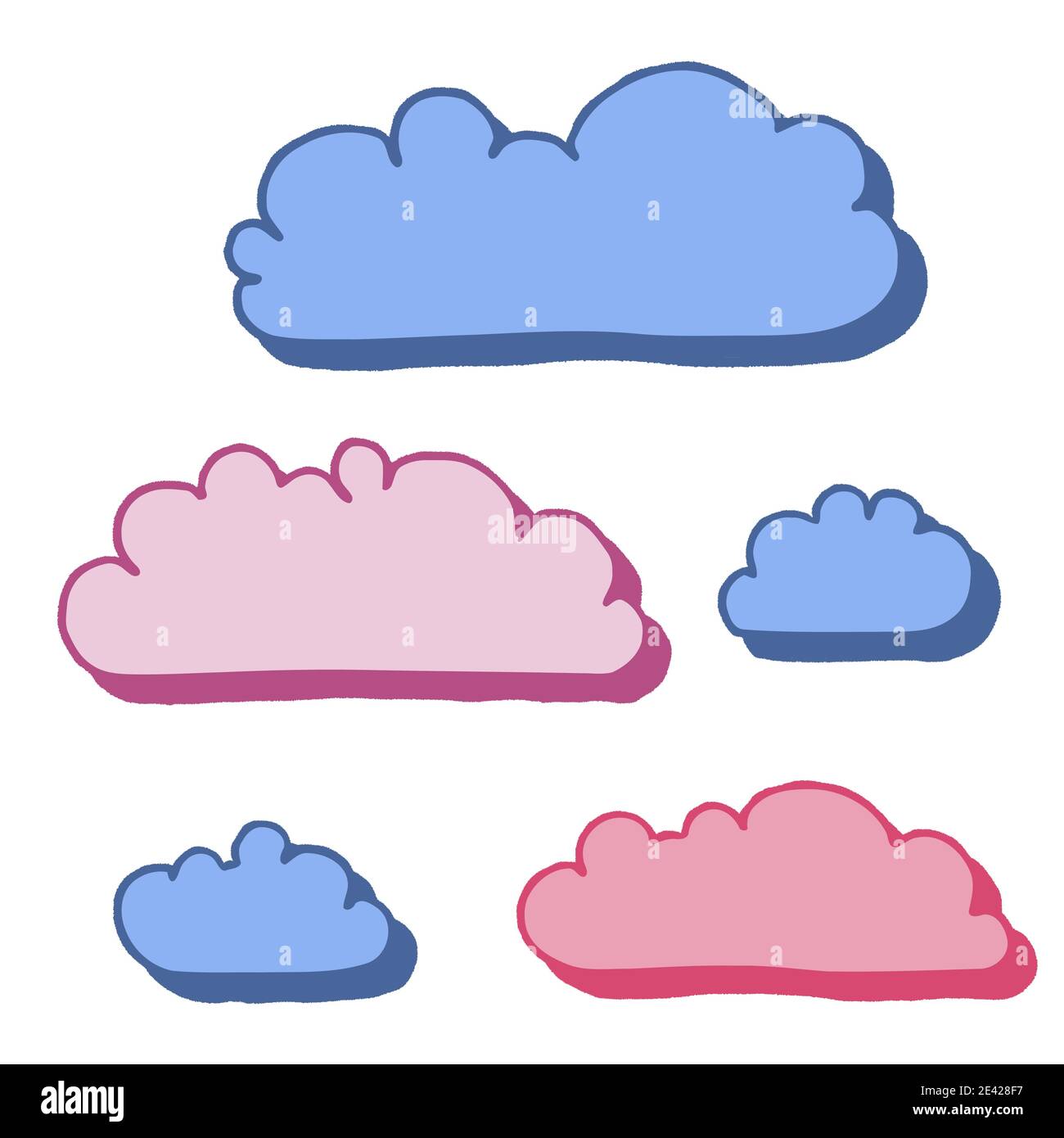 Hand-drawn clouds vector collection. Simple cartoon style clouds Stock ...