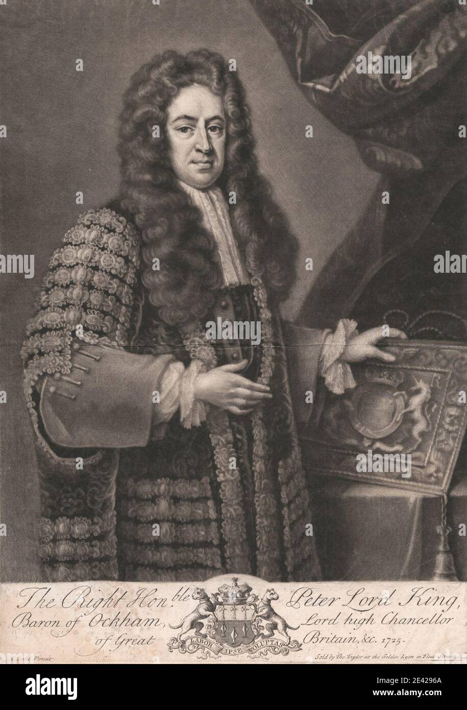 John Simon, 1675â€“1755, French, The Right Hon'able Peter Lord King ...