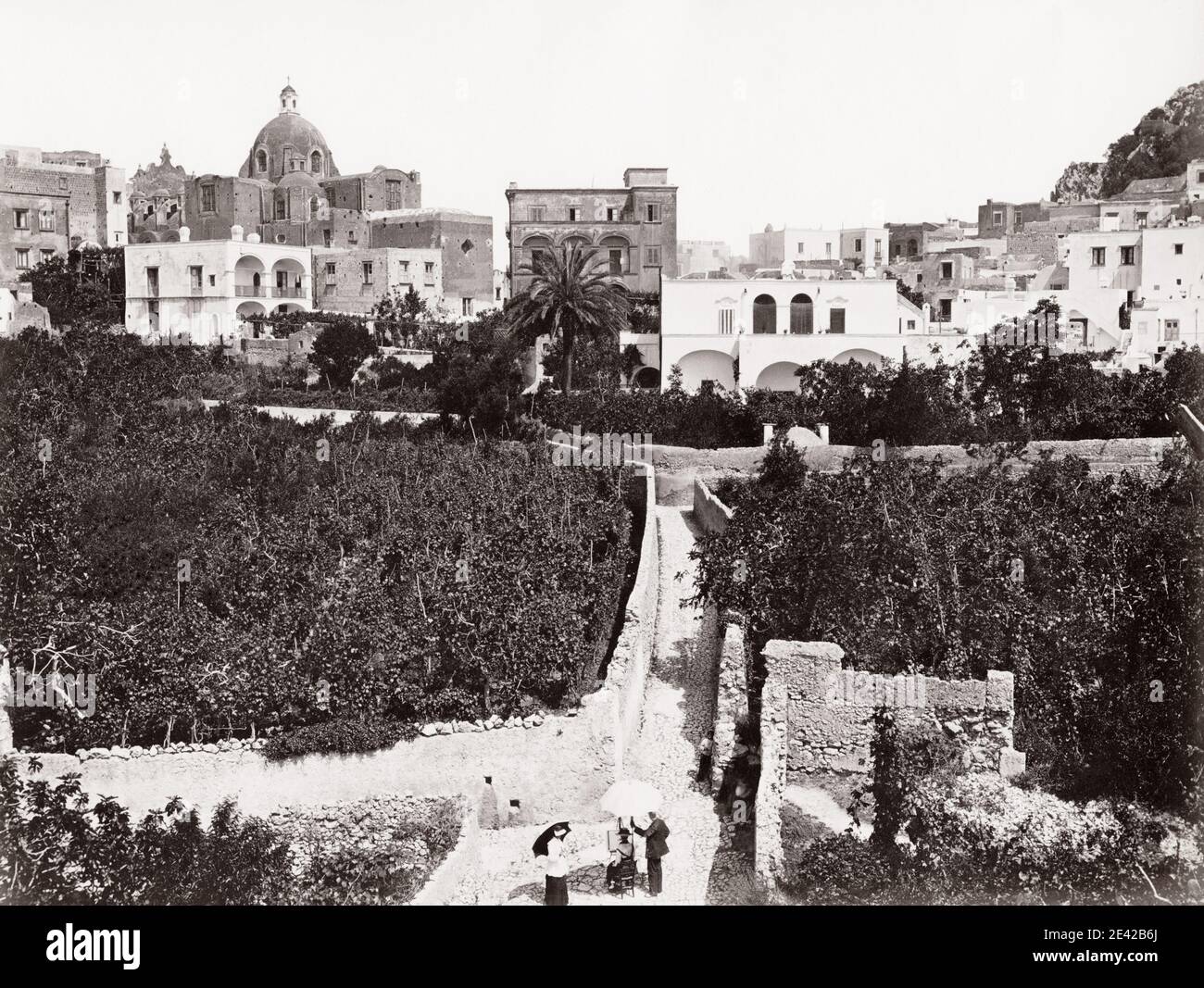 Vintage 19th century photograph: panoramic view on the Mediterranean ...