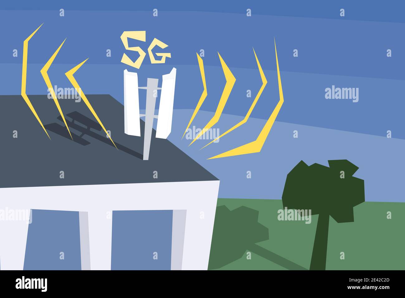 Telecommunications and mobile 5G network rooftop antenna. Quirky ...