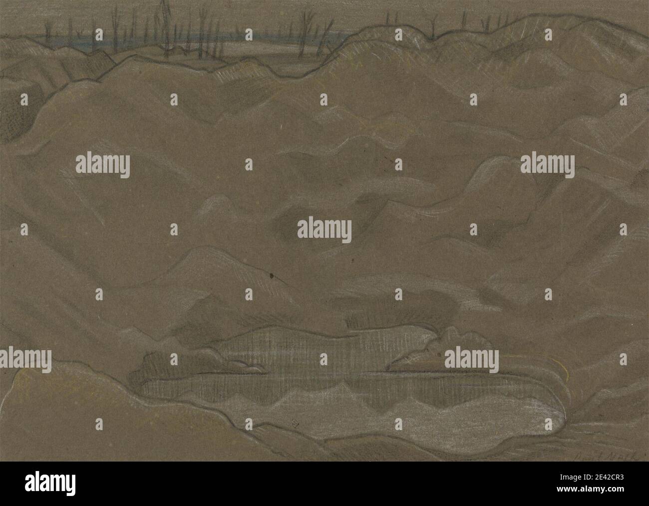 Paul Nash, 1889â€“1946, British, A Shell Crater, 1918. White chalk ...