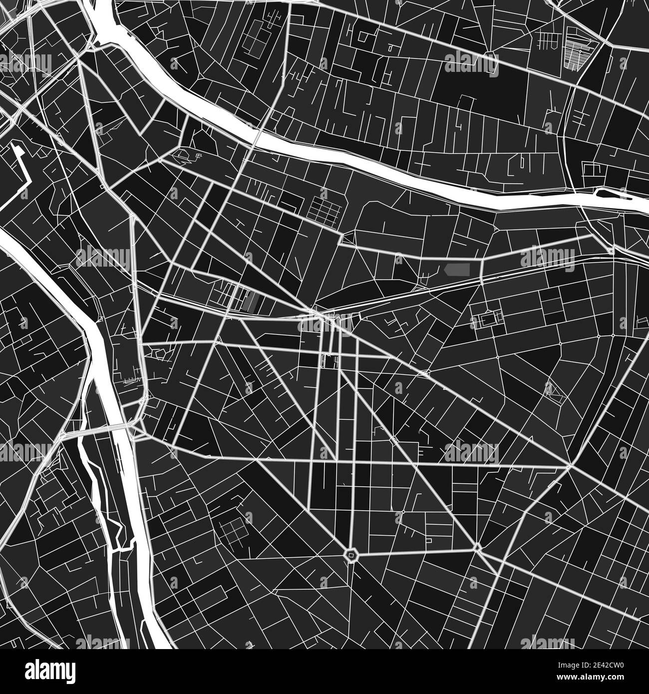 Dark vector art map of Saint-Maur-des-Fosses, Val-de-Marne, France with ...