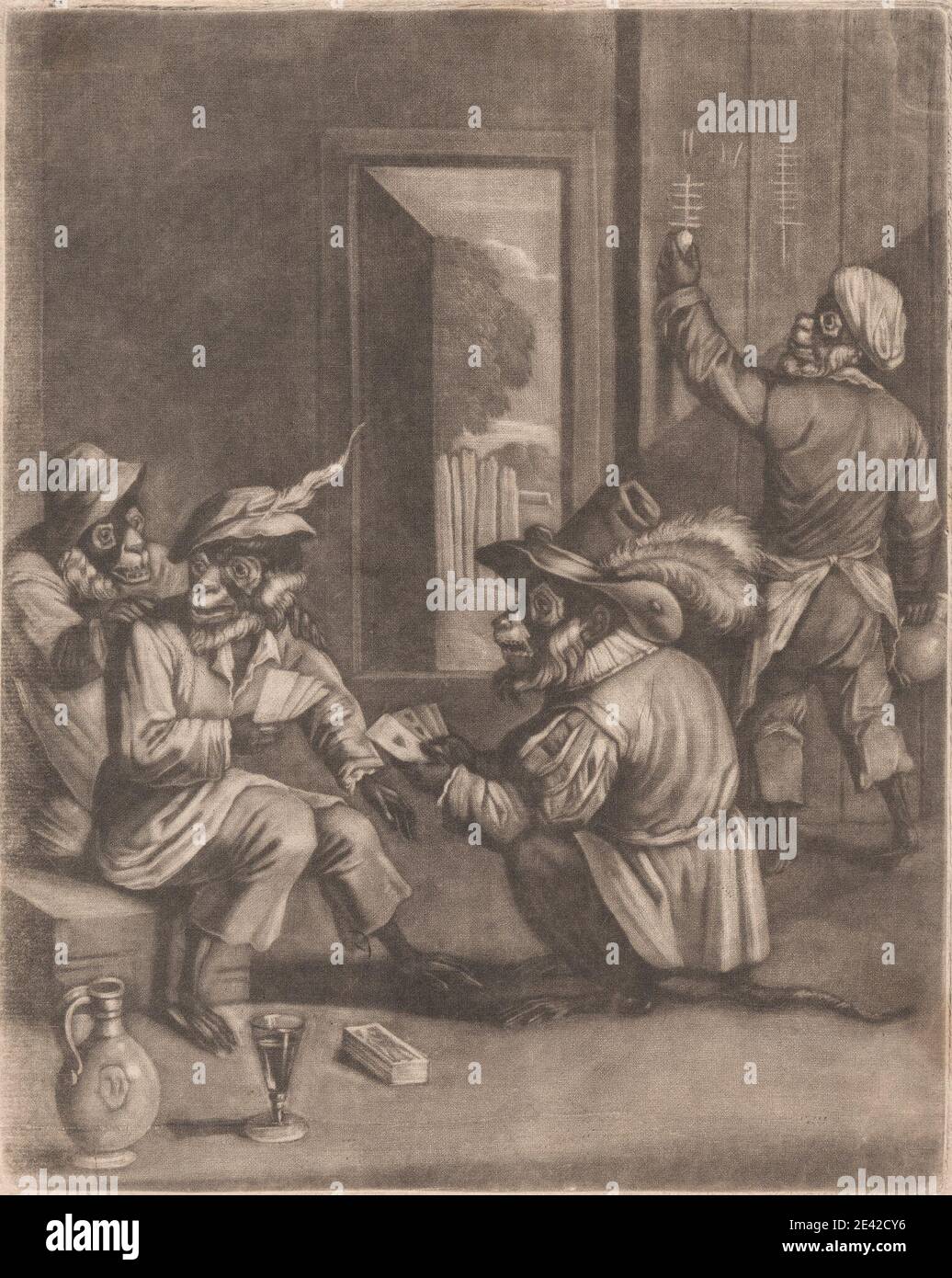 Print made by John Smith, 1652â€“1743, British, Monkeys Playing Cards ...