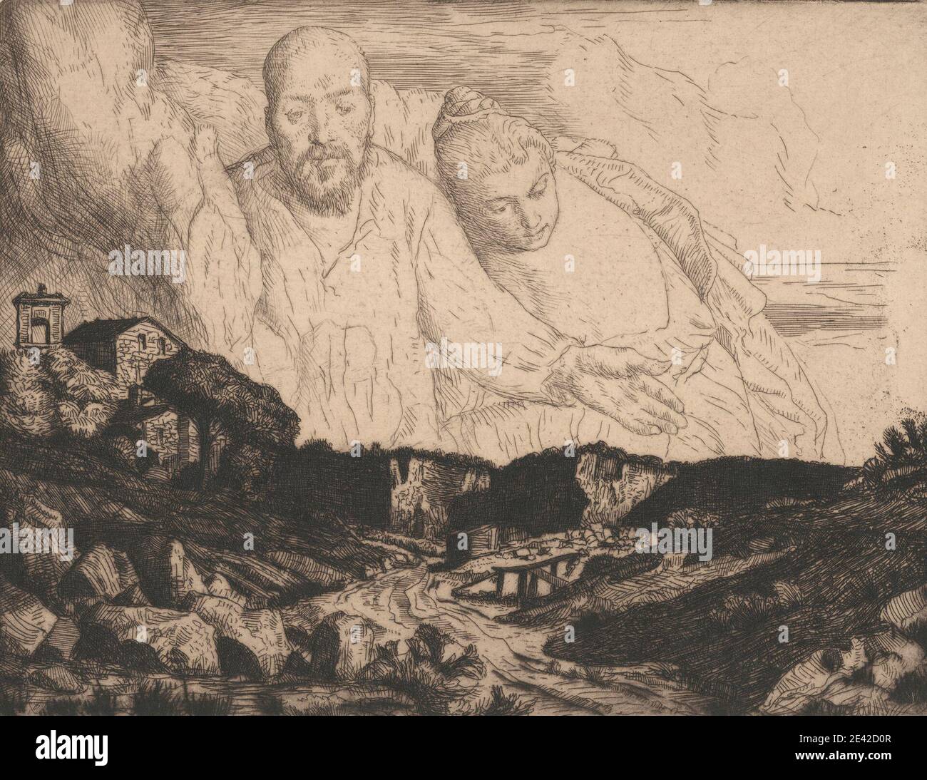 William Strang, 1859â€“1921, British, At the Back of Beyond. Etching on ...