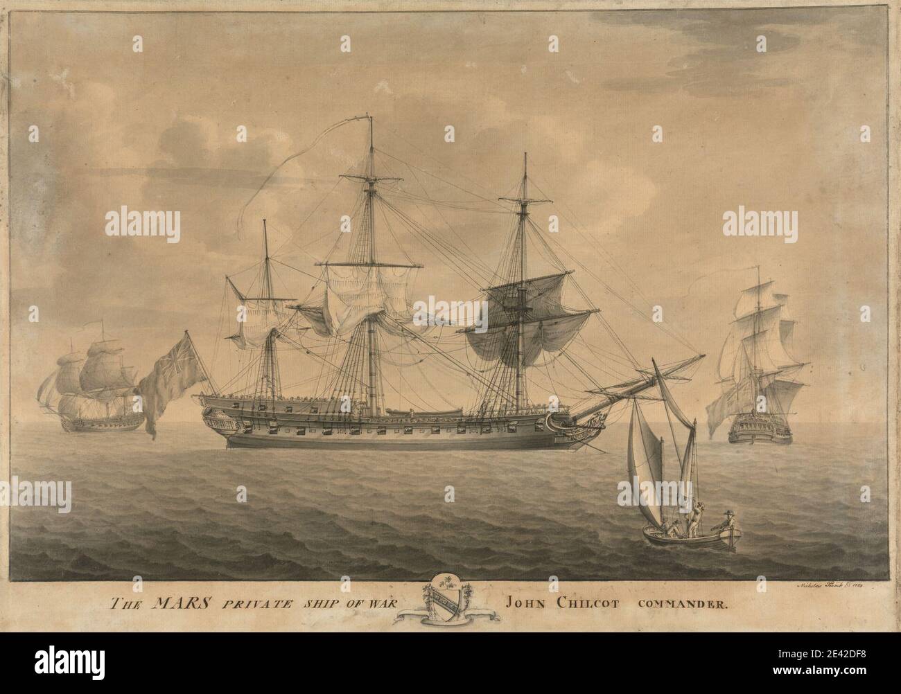 Nicholas Pocock, 1740â€“1821, British, The Mars in Three Positions ...
