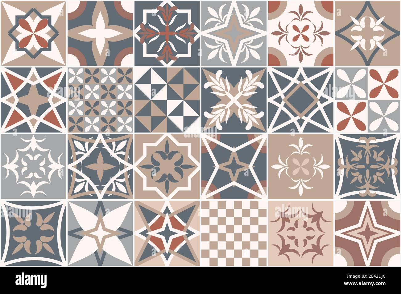 Floral tiles patchwork pattern design. Spanish or French style ...
