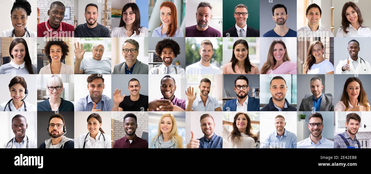 Multicultural Faces Photo Collage. Portrait And Avatar Headshots Stock ...