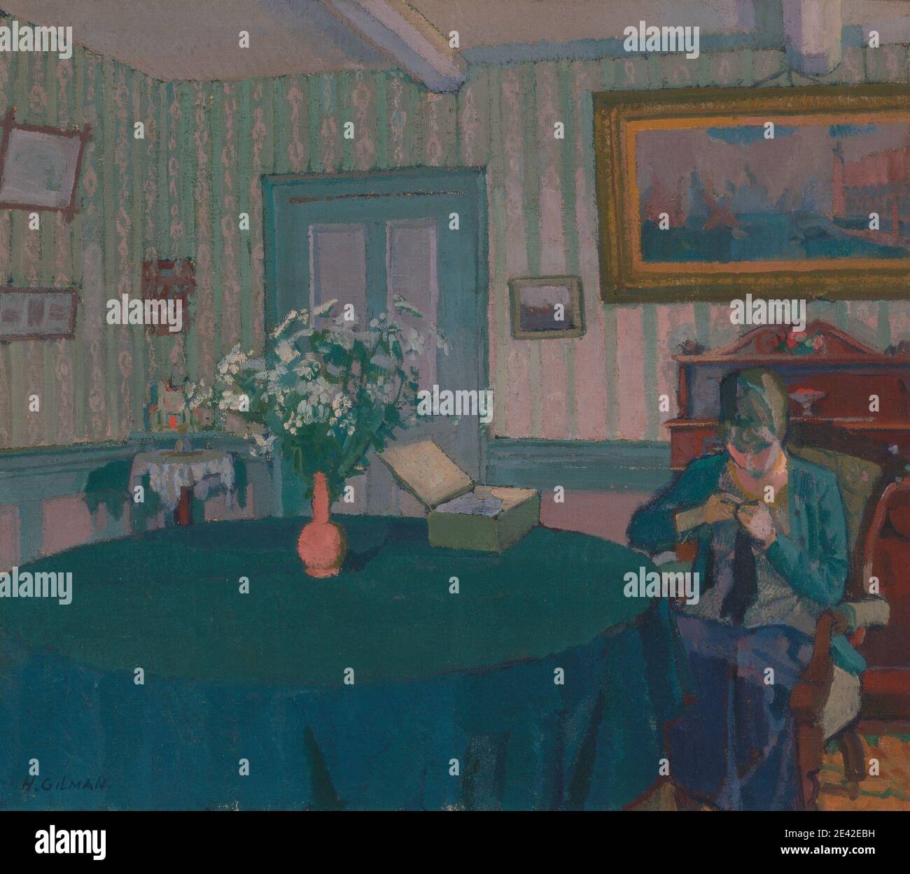 Harold Gilman, 1876â€“1919, British, Sylvia Darning, 1917. Oil on ...