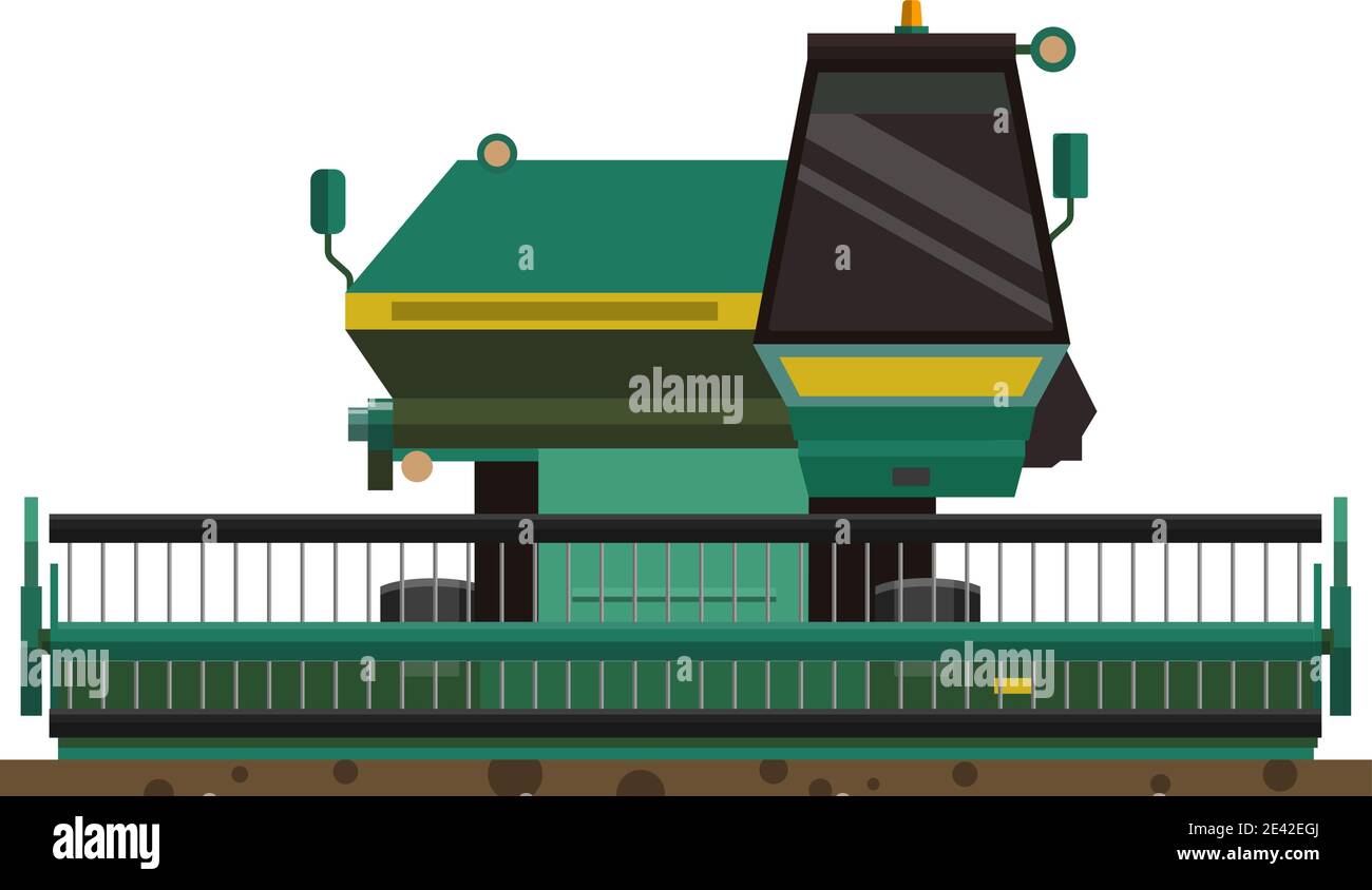 Wheat combine harvester farm machine icon, flat vector isolated ...