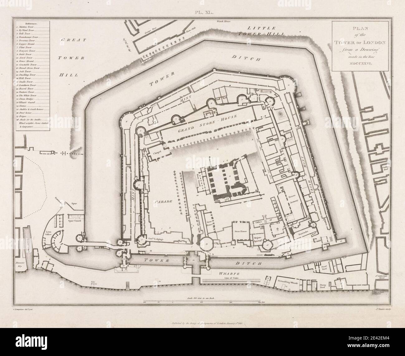 James Basire, 1769â€“1822, British, Plan of the Tower of London ...