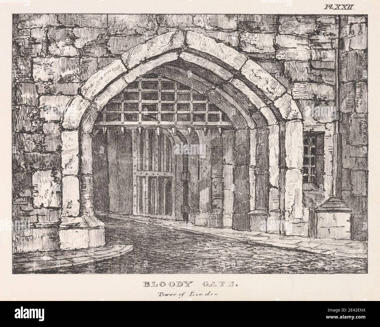 unknown artist, Bloody Gate, Tower of London. Lithograph Stock Photo ...