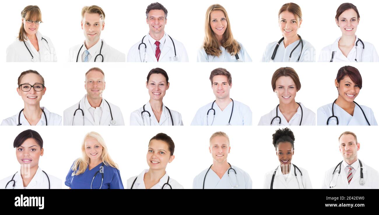 Happy Diverse Doctor People Group Set Or Team Stock Photo - Alamy