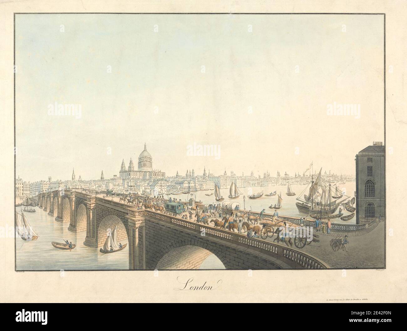 Johann Wizani, 1770â€“1835, German, London (Blackfriars Bridge). Hand ...