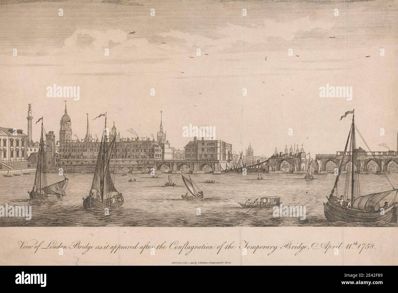 unknown artist, nineteenth century, View of London Bridge as it ...