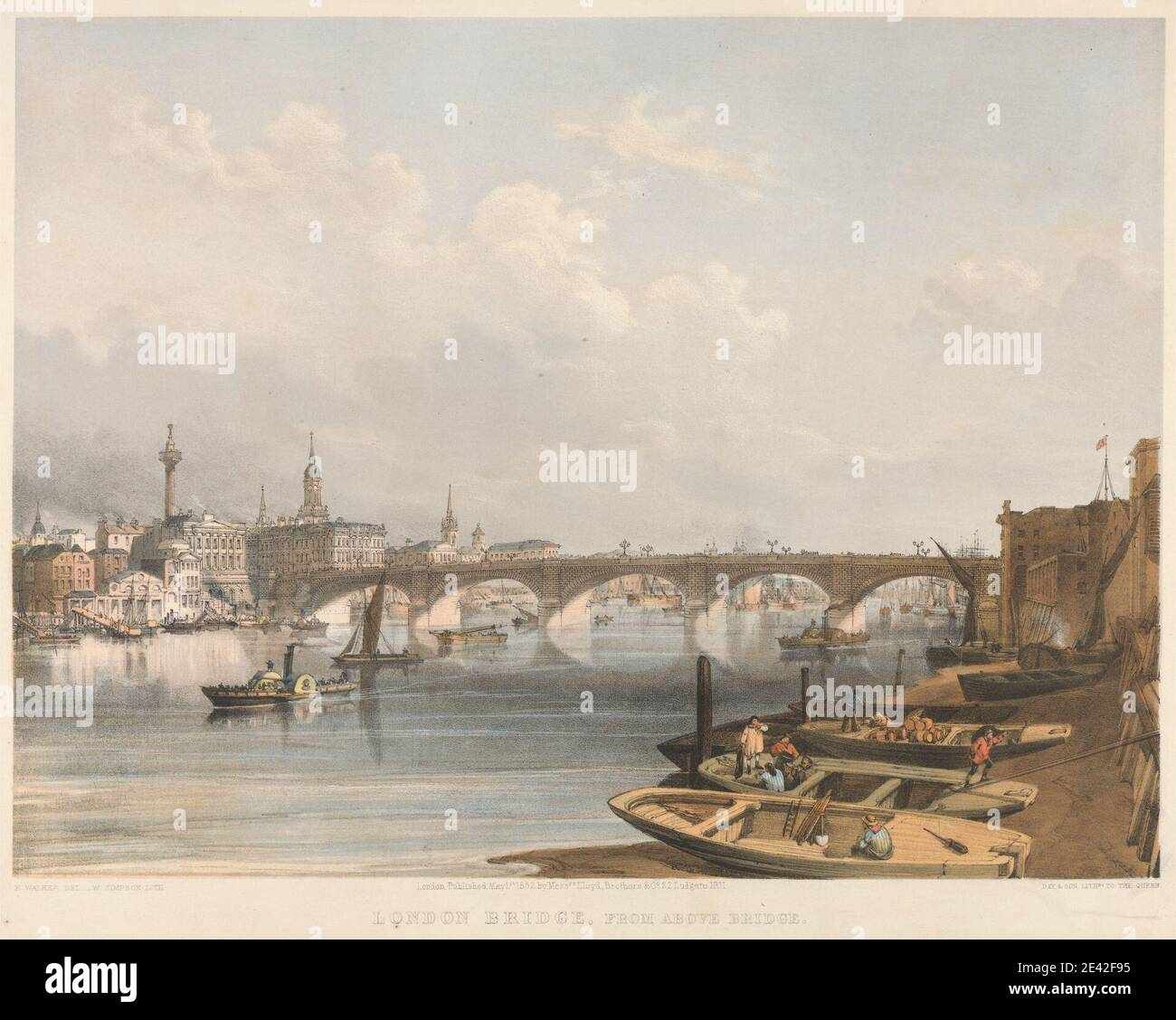 William Simpson, 1823â€“1899, British, London Bridge from above Bridge ...