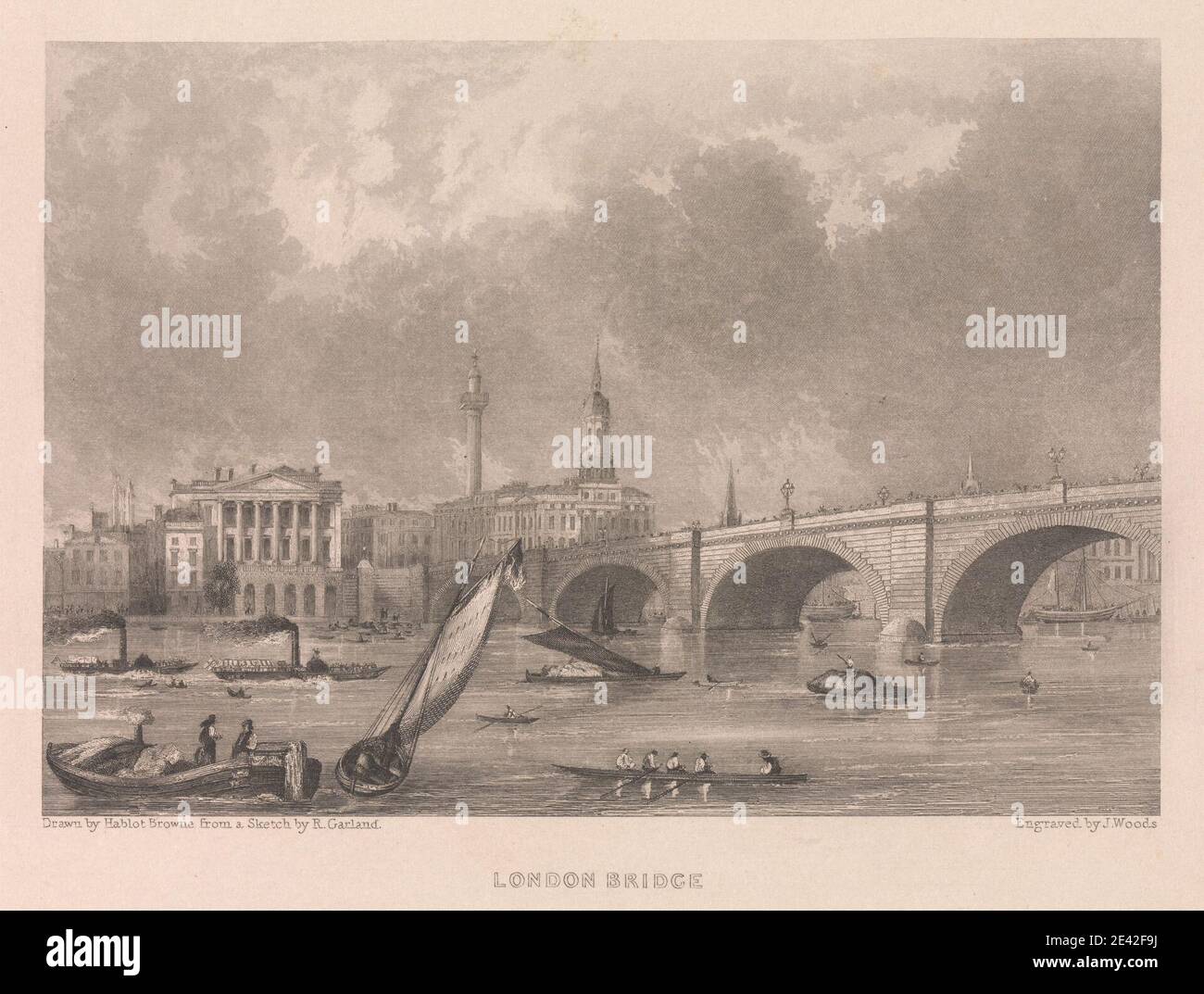 John Woods, active 1836â€“1860, London Bridge, c. 1850. Engraving Stock ...
