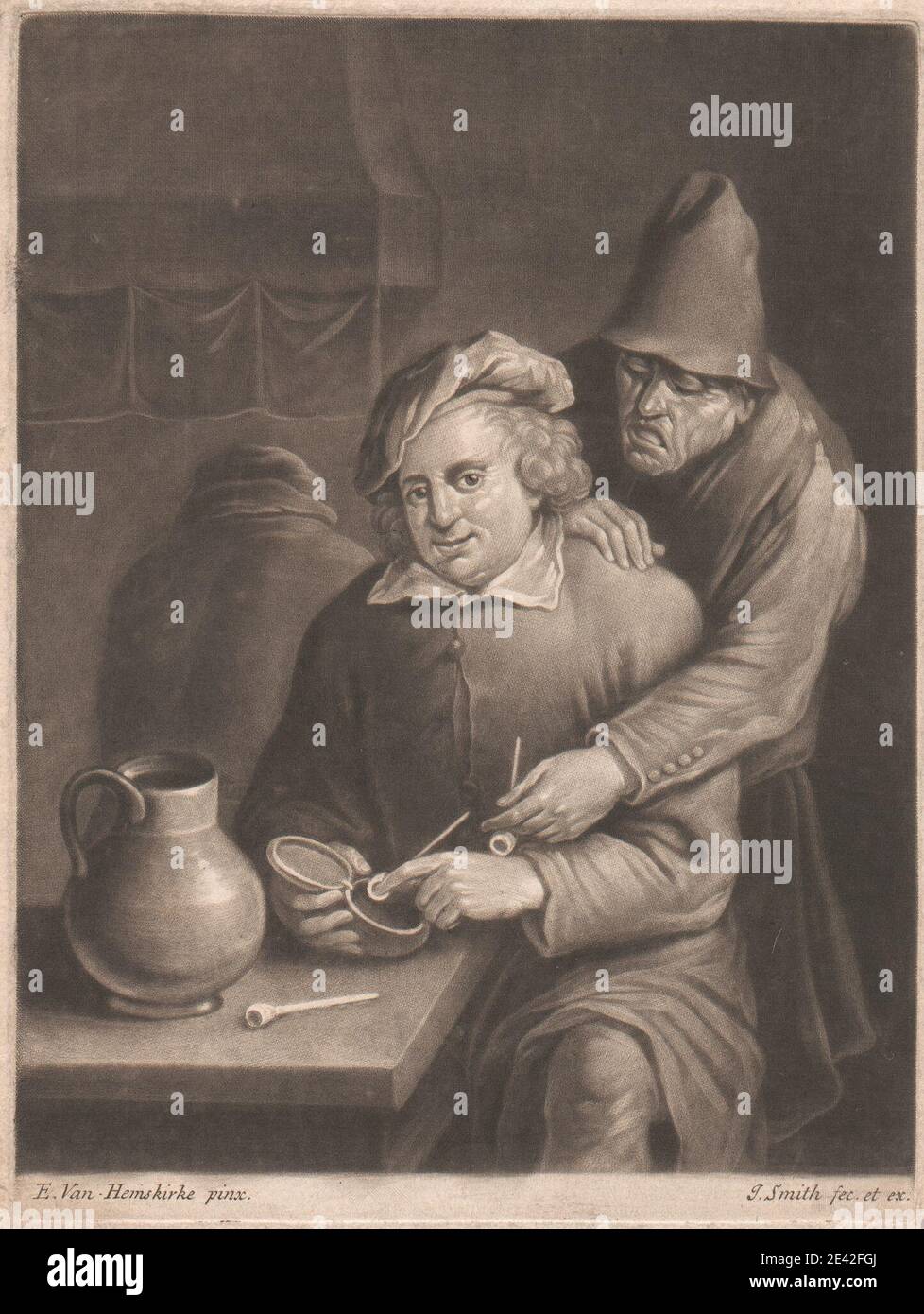 Print made by John Smith, 1652â€“1743, British, A Smoker Seated at ...