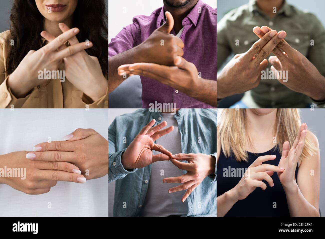 Adults Learning Sign Language For Deaf Disabled Collage Stock Photo - Alamy