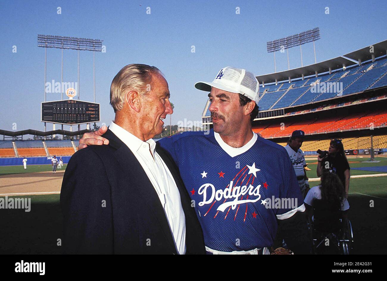 Tom Selleck and father Robert at the annual LA Dodgers Celebrity ...