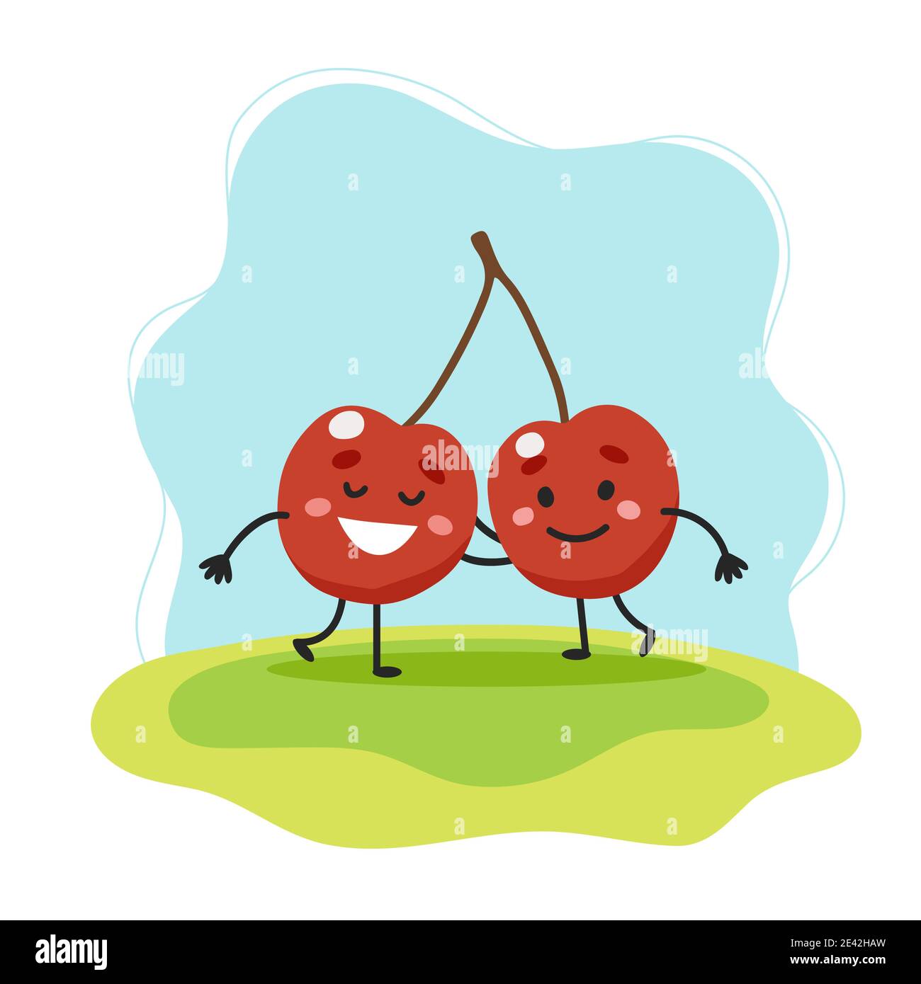 Cherry cute character, vector illustration for kids in cartoon style ...