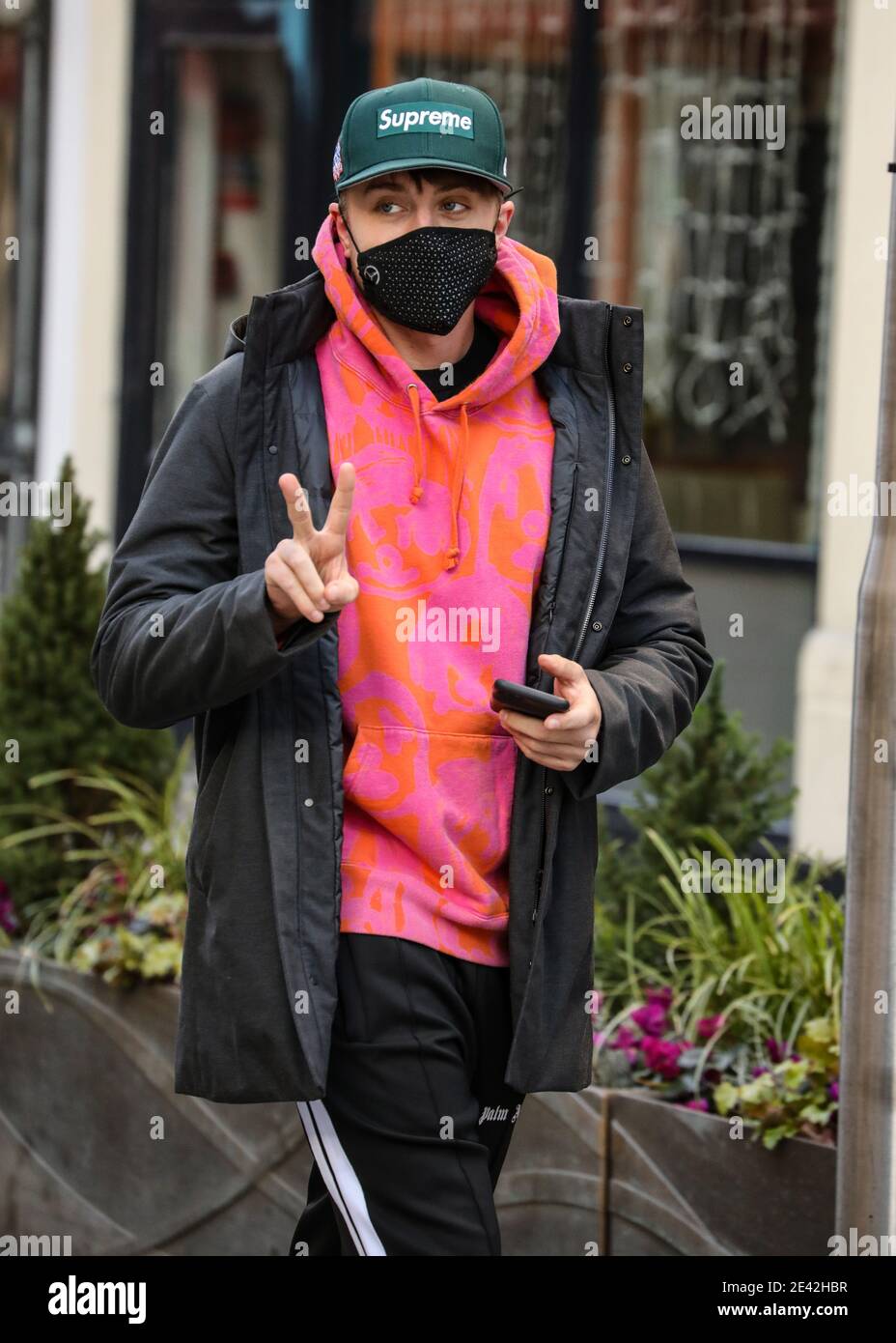 Roman Kemp wearing a face mask departs from the Global Radio Studios in ...