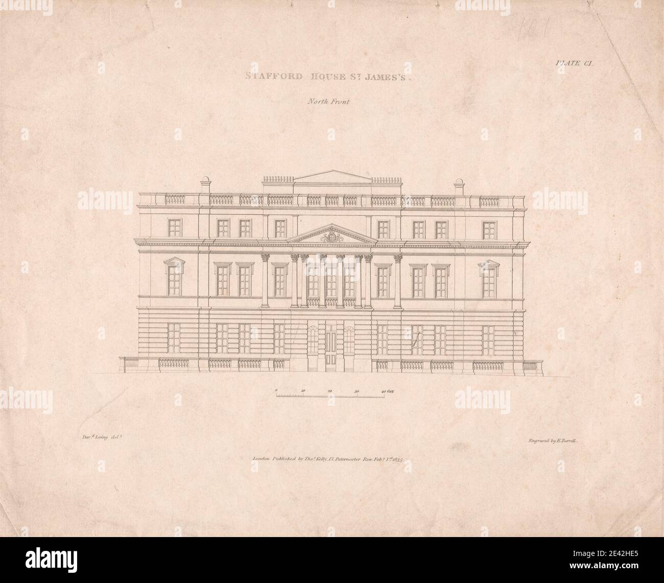 Edmund Turrell, active 1835â€“1860, British, Strafford House, St. James North Front, 1835 ...