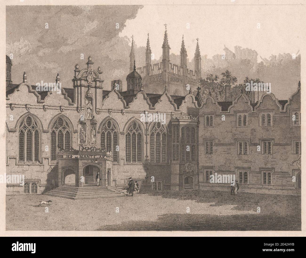 Print made by Joseph Skelton, active 1820â€“1850, Chapel and Hall of ...
