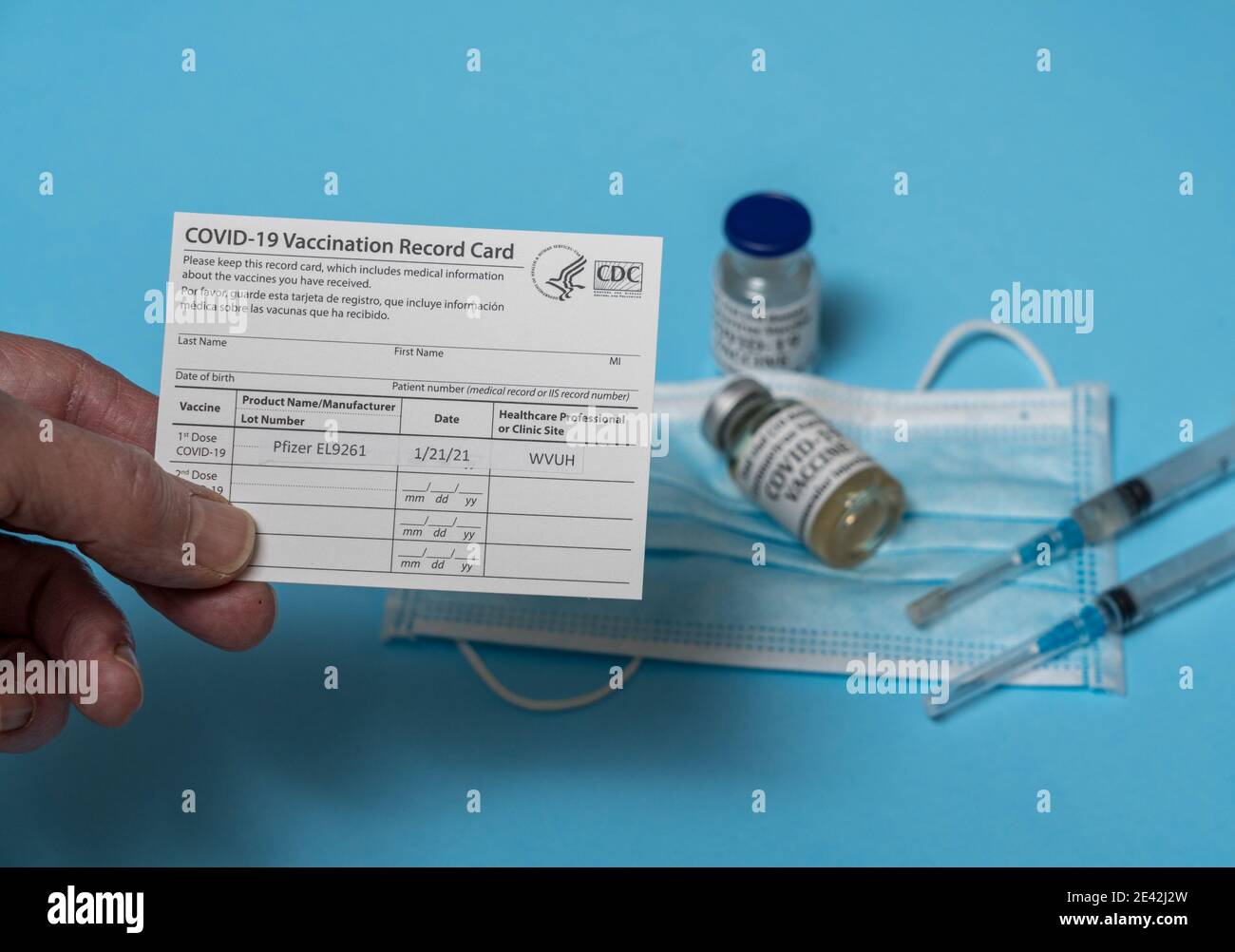 Morgantown, WV - 21 January 2021: Covid-19 vaccination record card ...