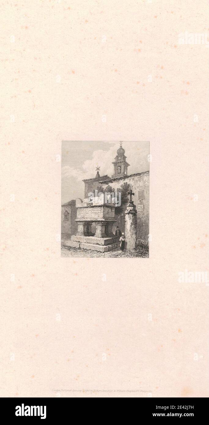 Print made by Robert Wallis, 1794â€“1878, British, Petrarch's Tomb, 1830. Etching and line ...