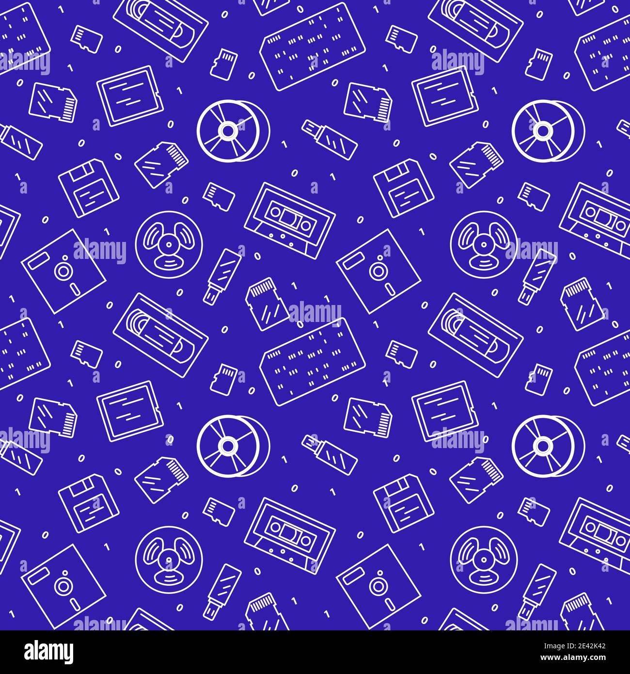 Media data storage devices evolution. Simple line vector seamless ...