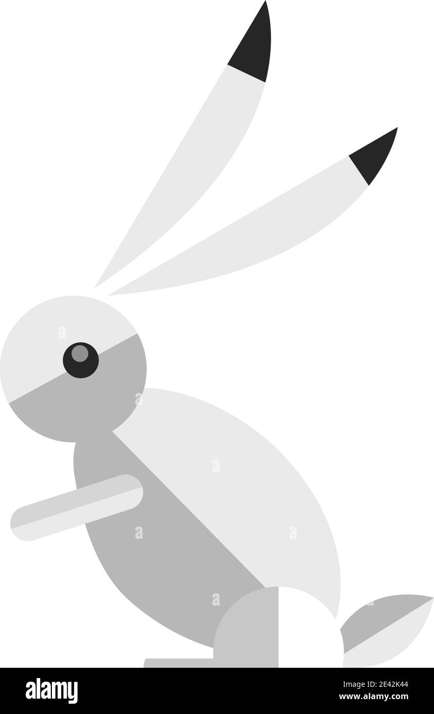 Cute wild rabbit icon, flat vector illustration isolated on white ...