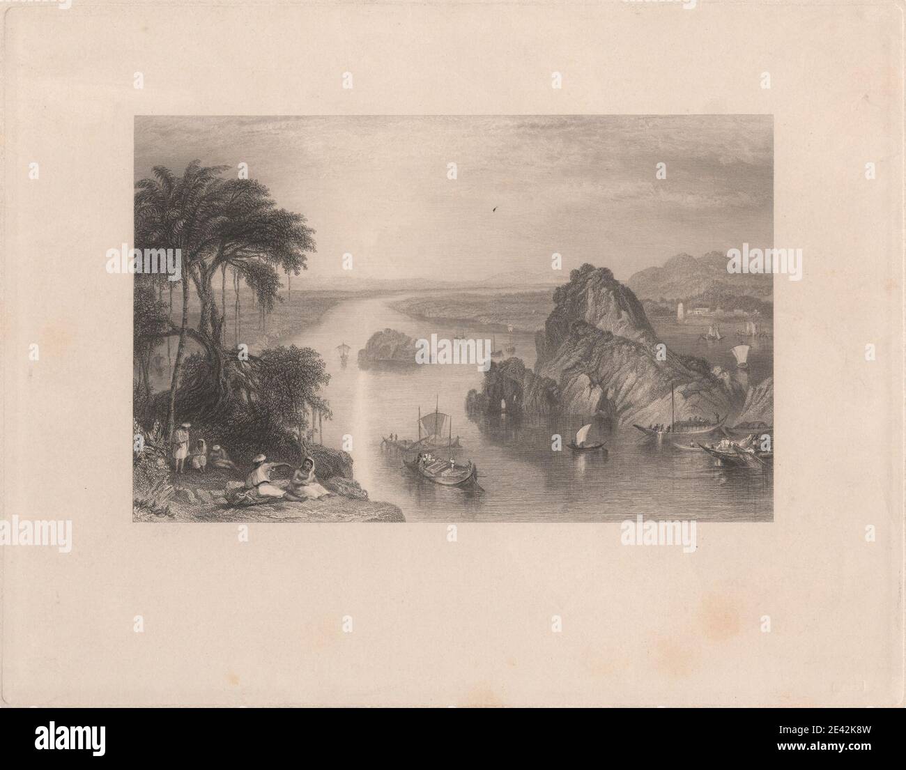 Edward Goodall, 1795â€“1870, British, Rocks at Colgong on the Ganges ...