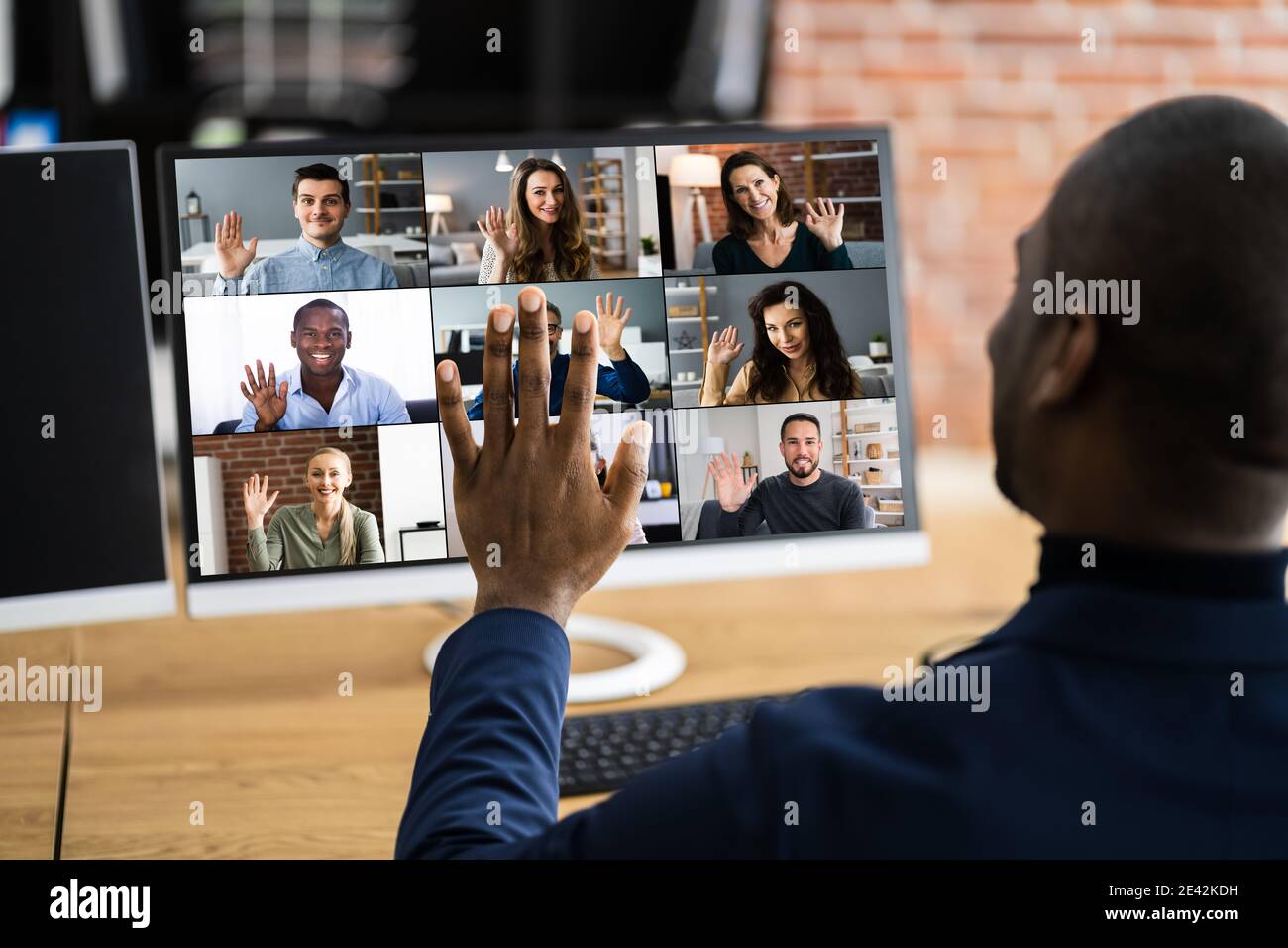 Online Video Conference Work Webinar On Desktop Stock Photo - Alamy