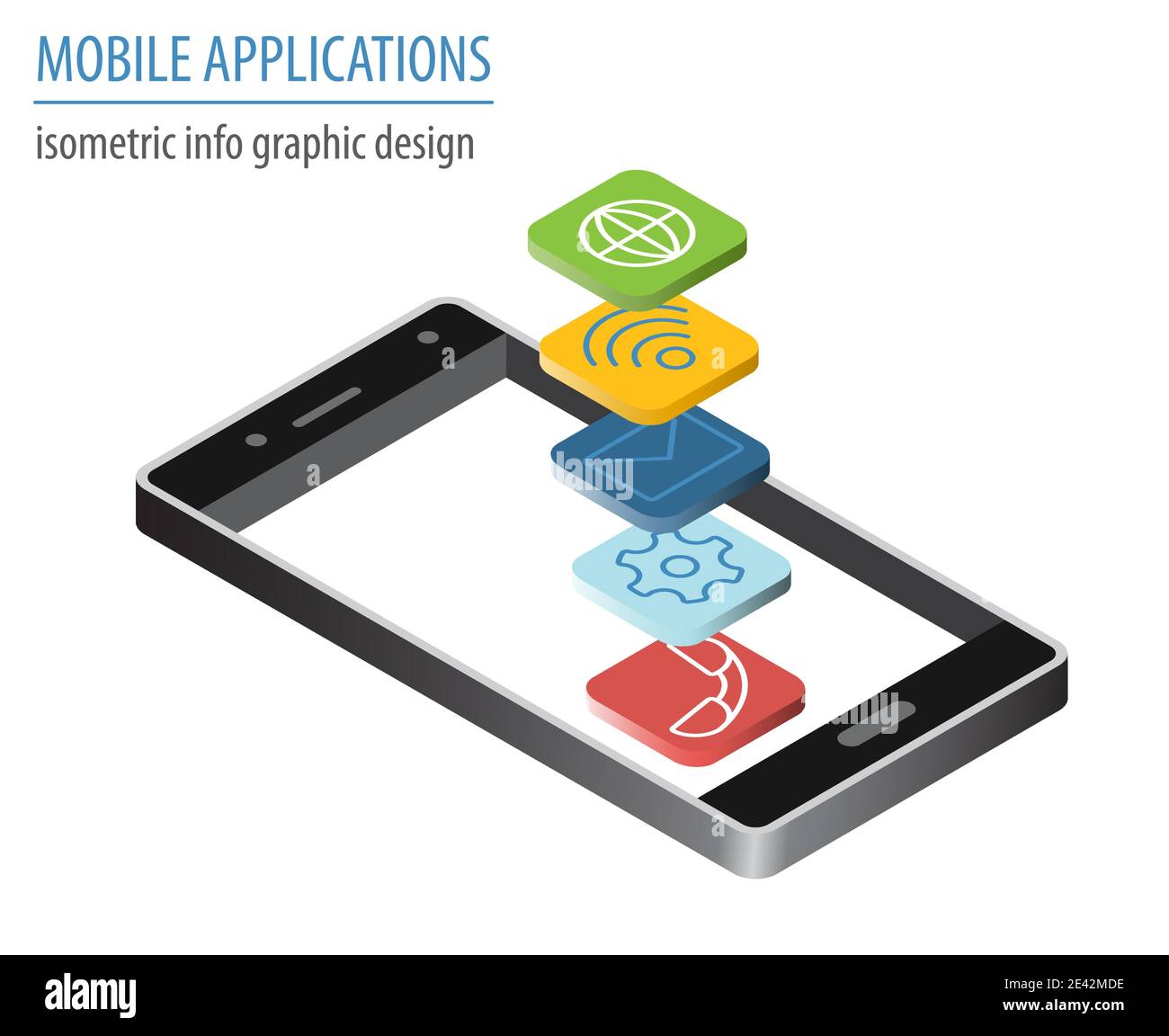Mobile applications technology isometric collection. Software ...