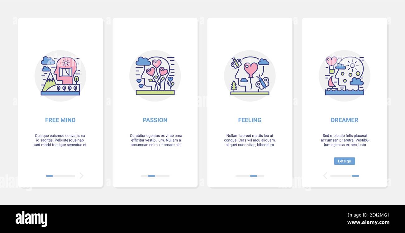 Mind Process Vector Illustration Ux Ui Onboarding Mobile App Page Screen Set Of Abstract Line