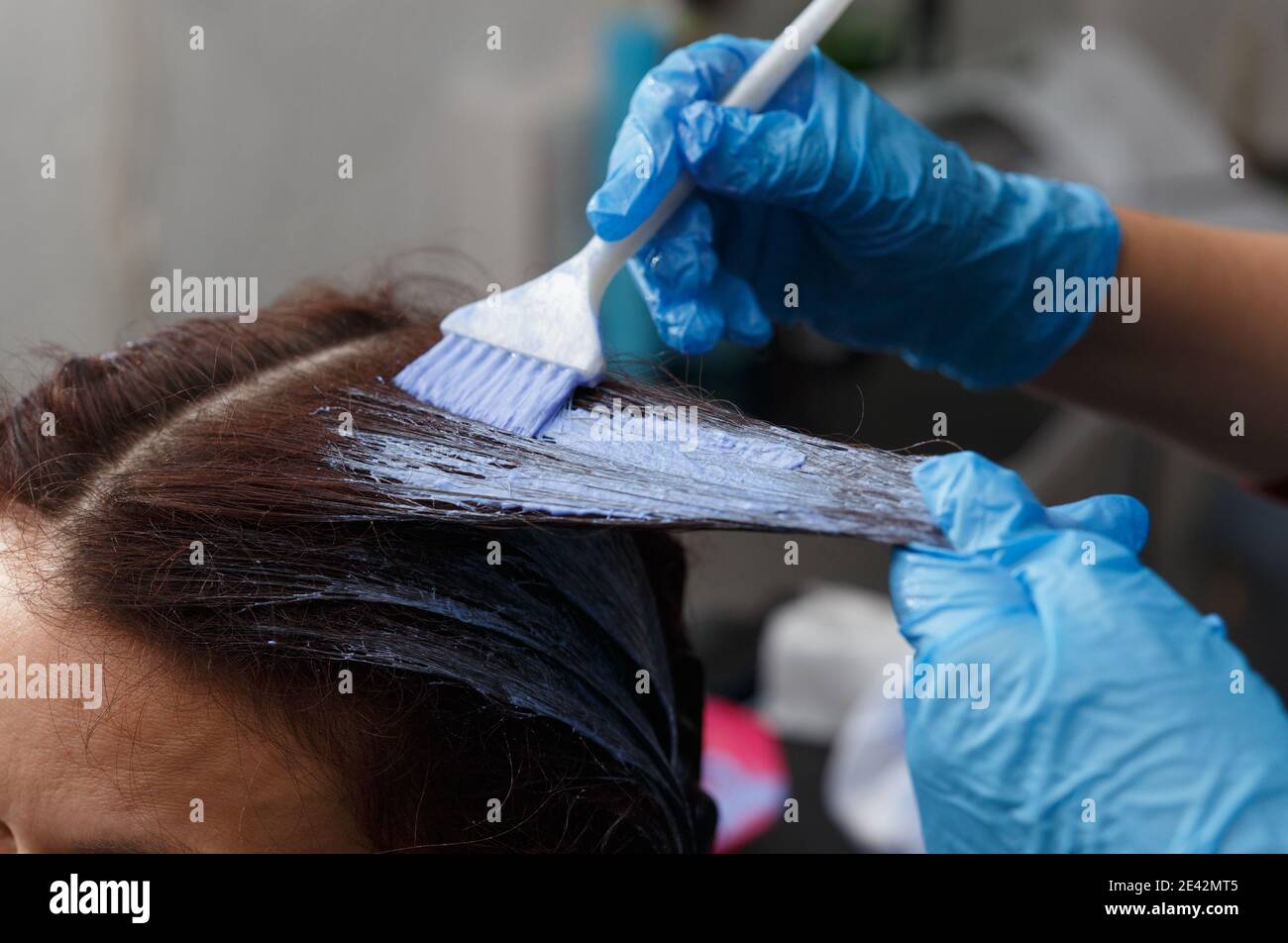Hair colouring in process hi-res stock photography and images - Alamy