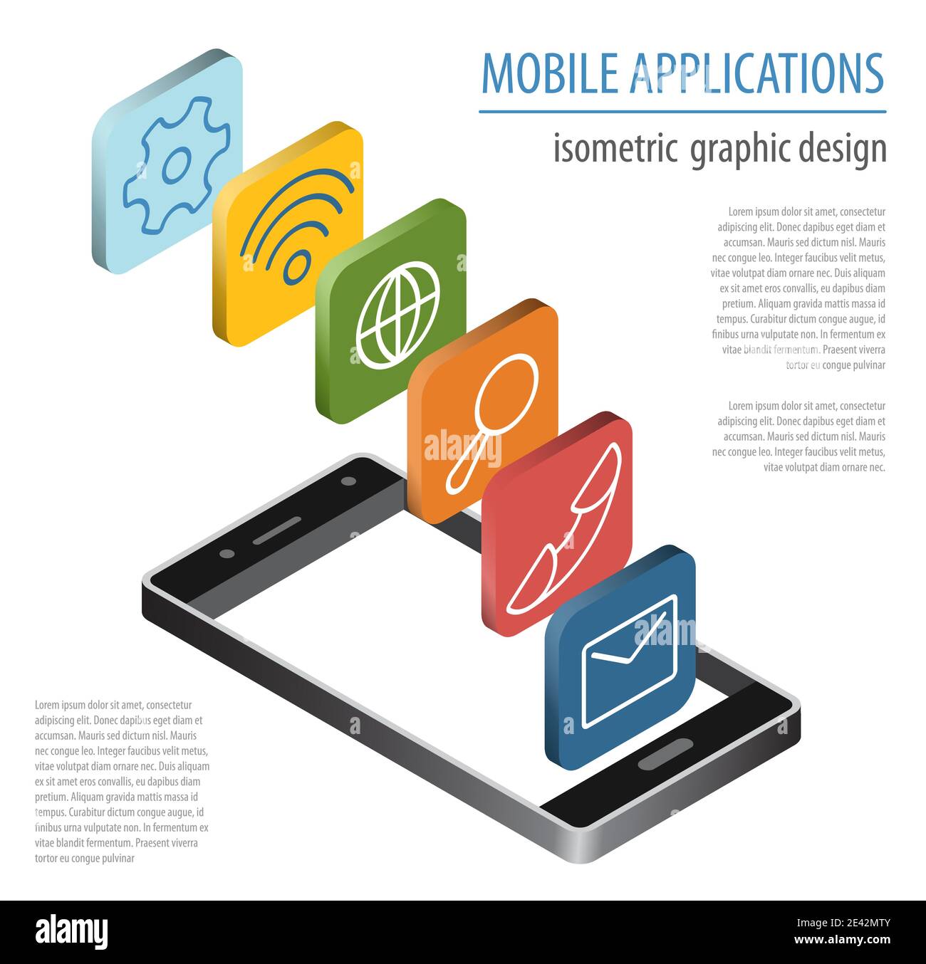 Mobile applications technology isometric collection. Software ...