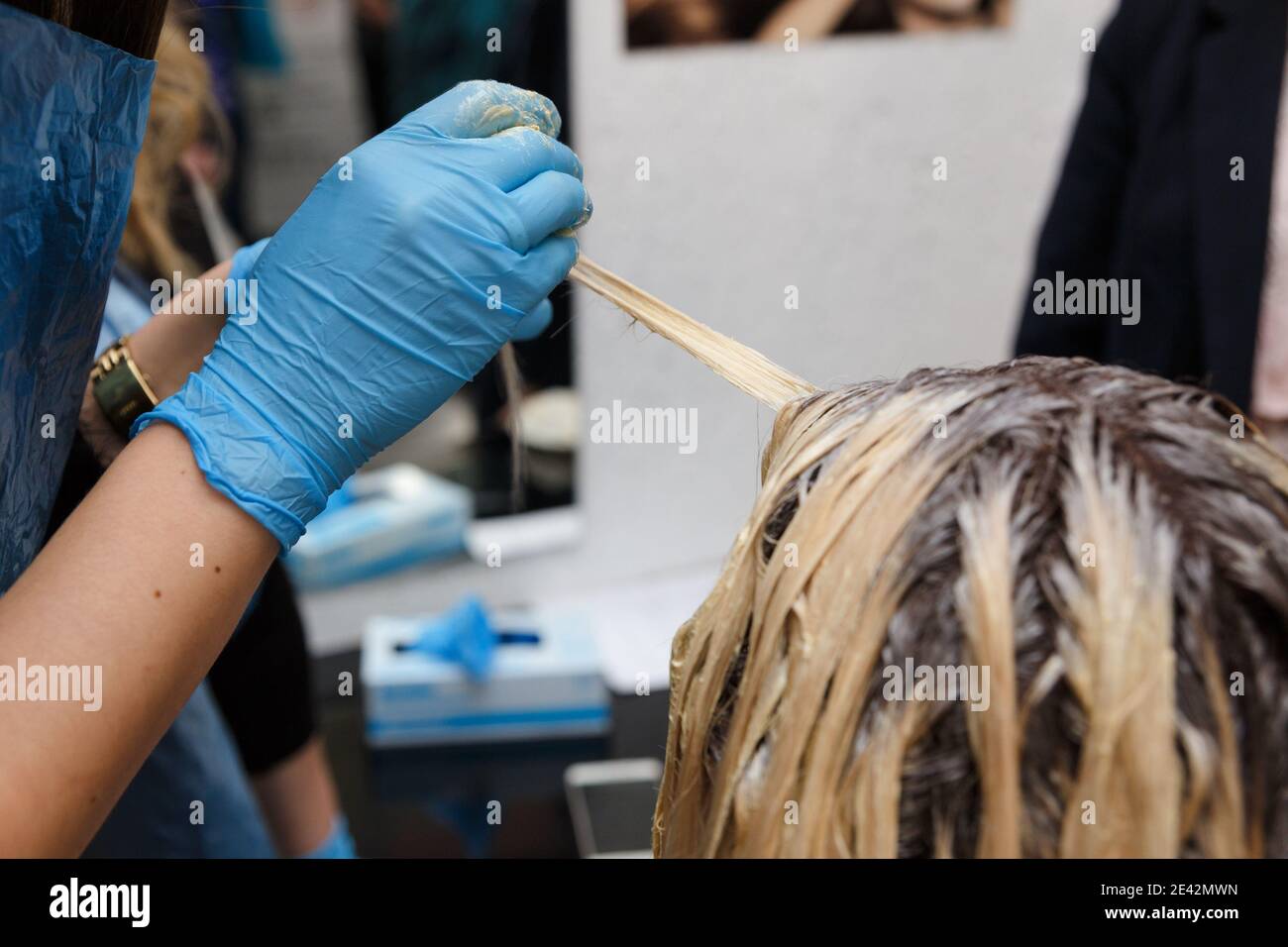 Hair colouring in process hi-res stock photography and images - Alamy