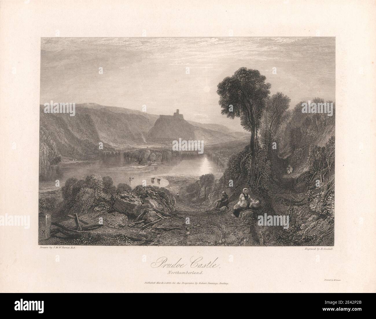 Edward Goodall, 1795â€“1870, British, Prudhoe Castle, 1828. Line ...
