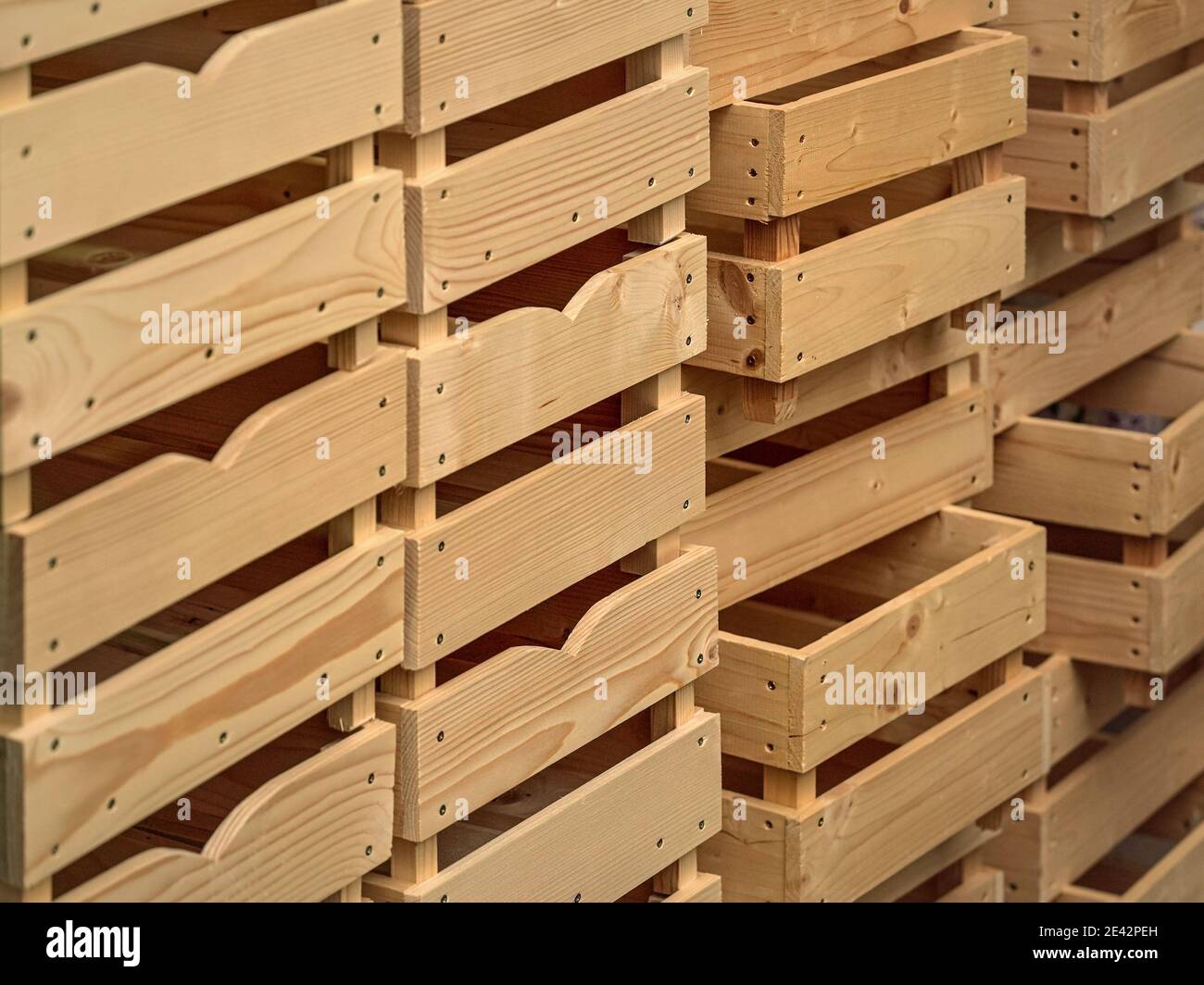 Wooden storage containers stacked in hi-res stock photography and ...