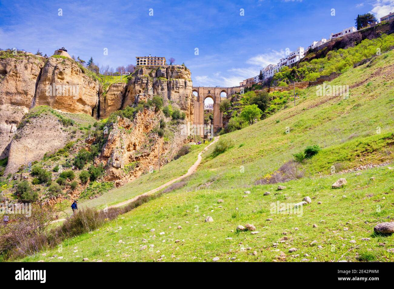 View of the Ronda Gorge and the New Bridge that it crosses, in Ronda ...