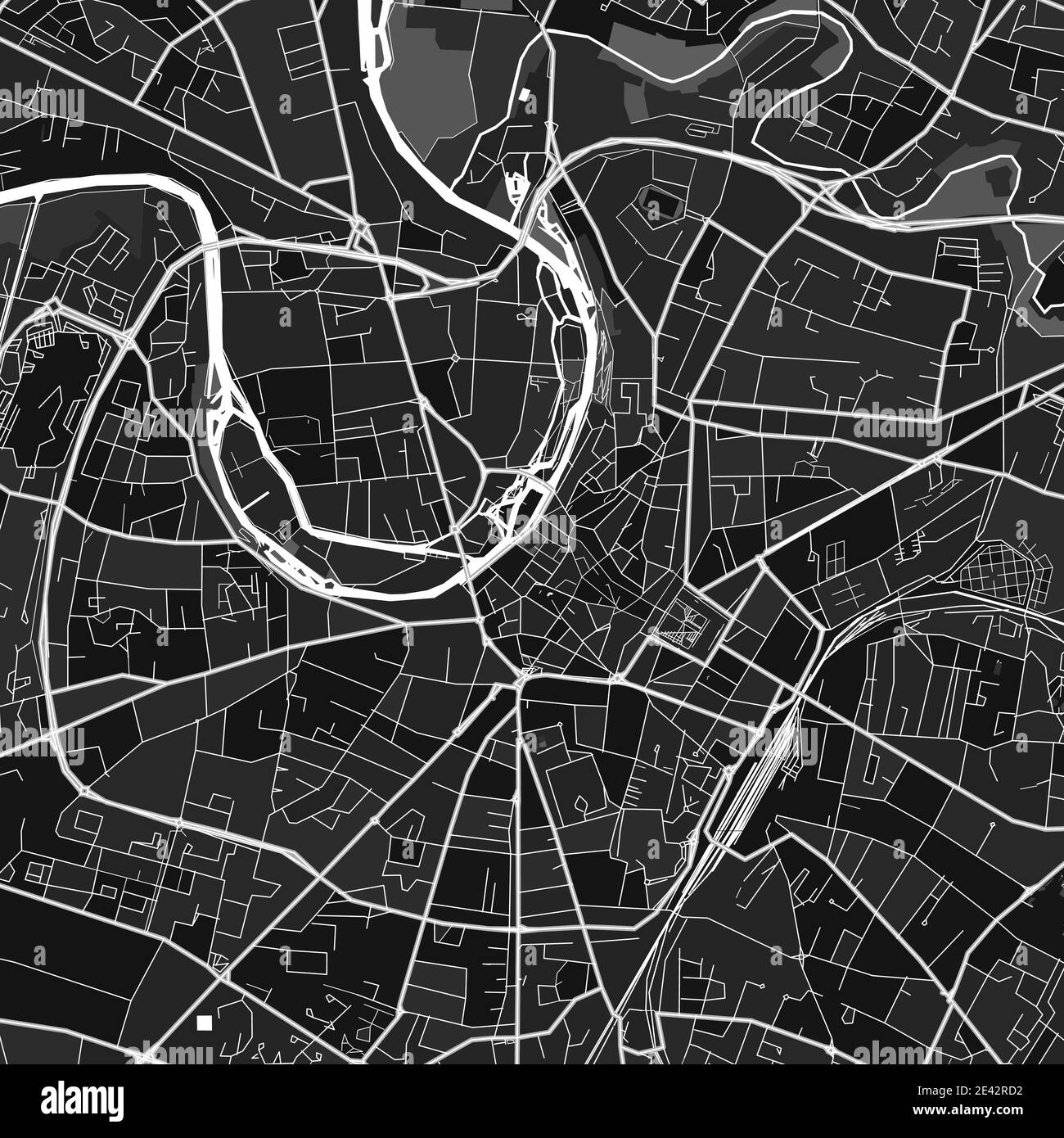 Dark vector art map of Niort, Deux-Sèvres, France with fine grays for ...