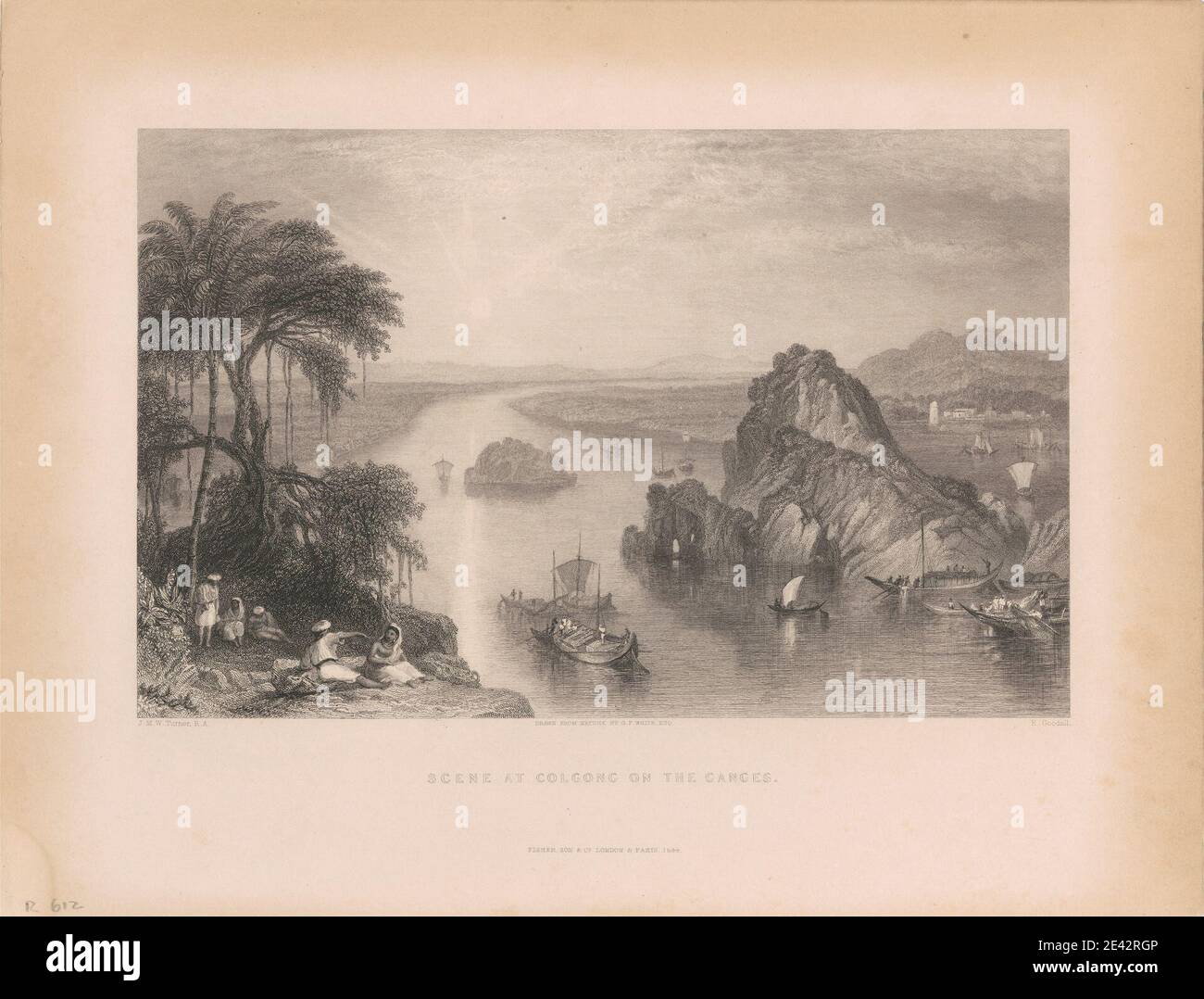 Edward Goodall, 1795â€“1870, British, Rocks at Colgong on the Ganges ...