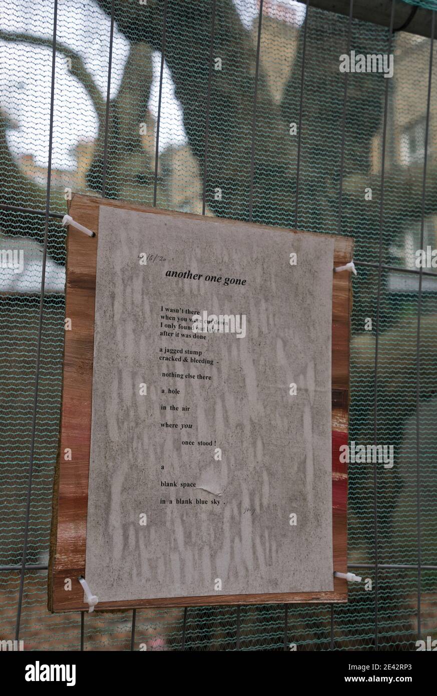 Poems written on a fence outside a theatre closed due to lockdown Covid ...