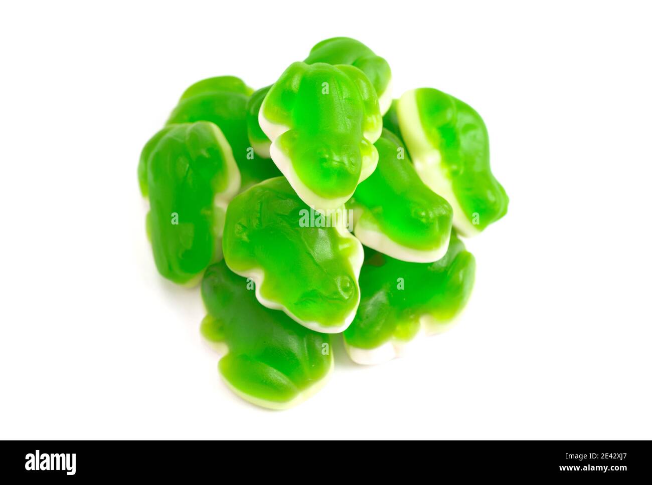 Gummy Green Frogs with a Mashmallow Candy Bottom Layer Isolated on a ...