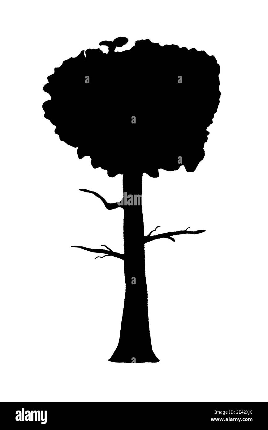 Tree silhouette vector. Hand drawn isolated tree Stock Vector Image ...