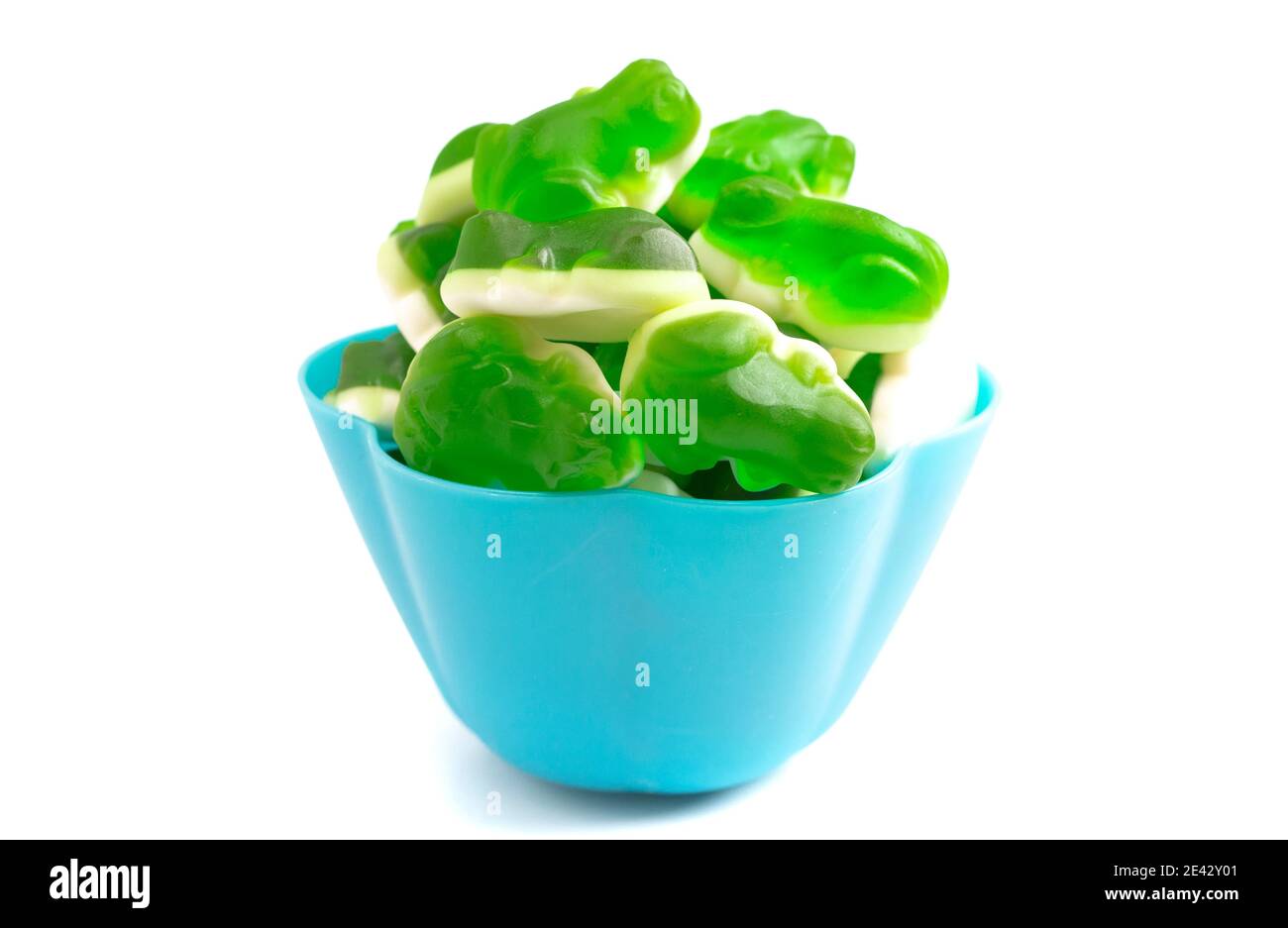 Gummy Green Frogs with a Mashmallow Candy Bottom Layer Isolated on a ...