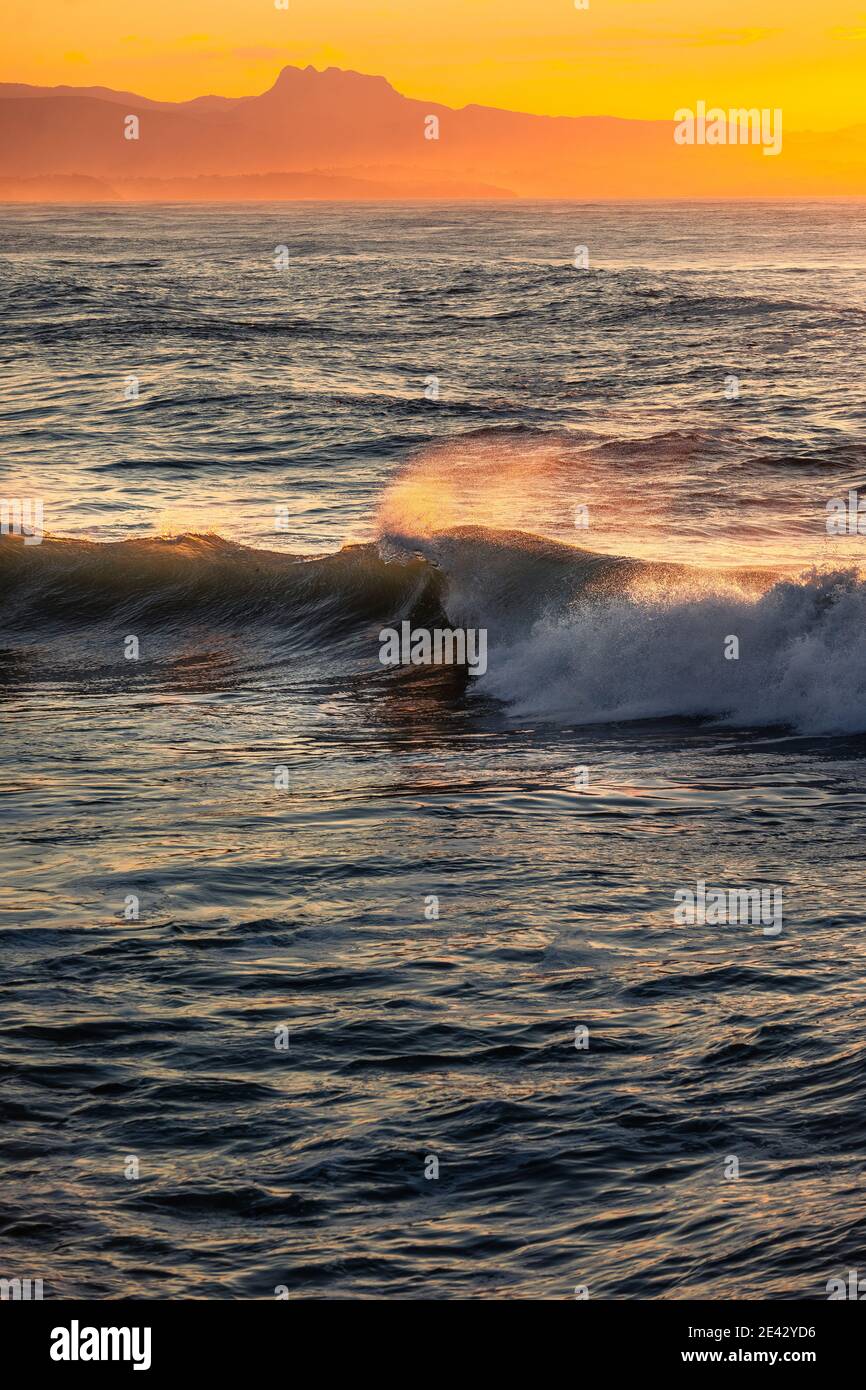Huge waves on the city of Biarritz at the Basque Country's coast Stock ...