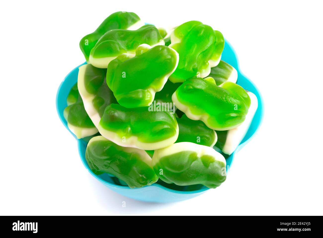 Gummy Green Frogs with a Mashmallow Candy Bottom Layer Isolated on a ...