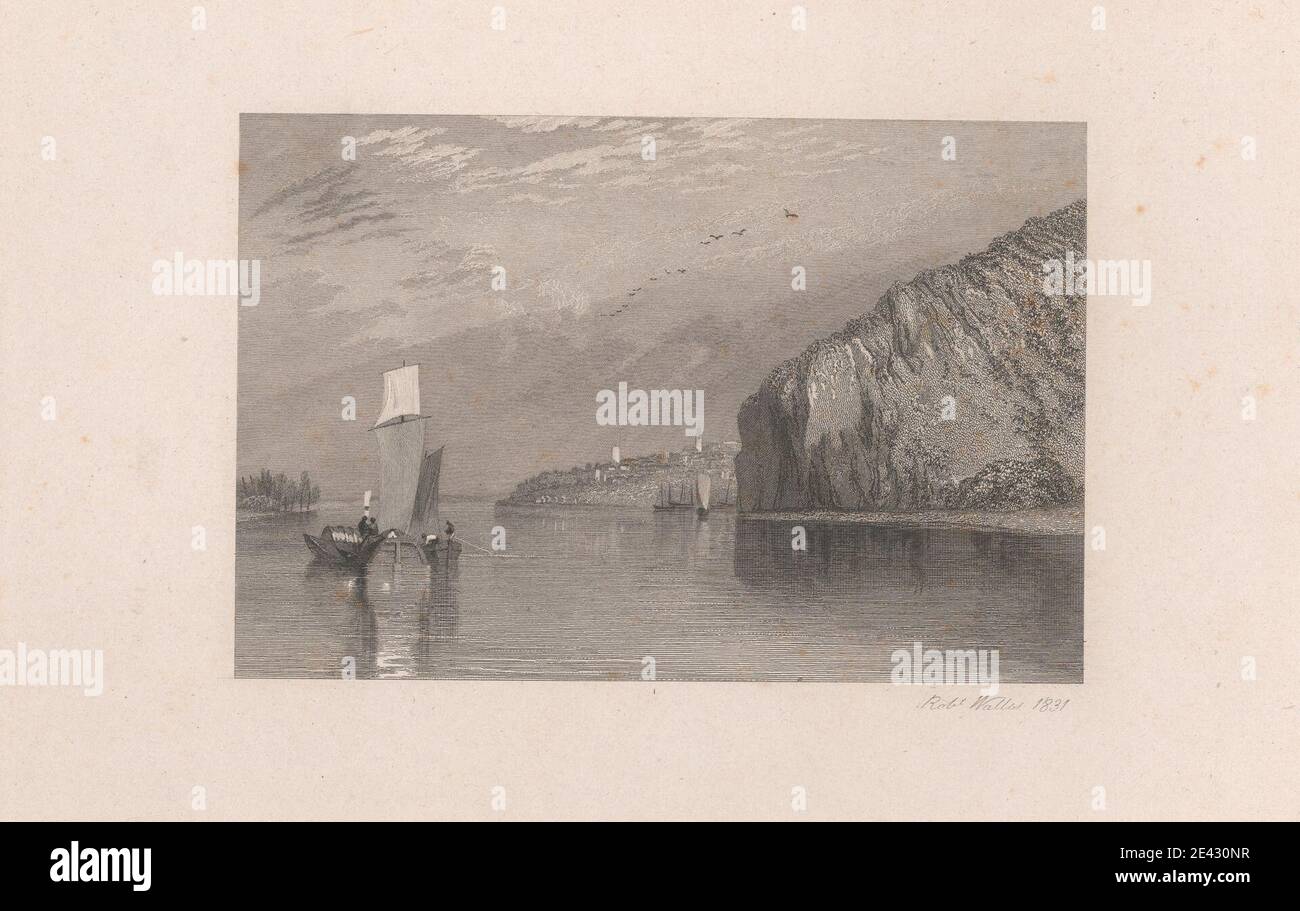 Robert Wallis, 1794â€“1878, British, Coteaux de Mauves, 1831. Line ...